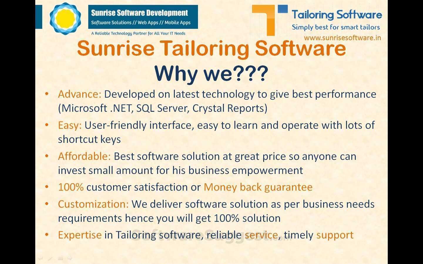 Sunrise Tailoring Pricing, Features, and Reviews (May 2025)