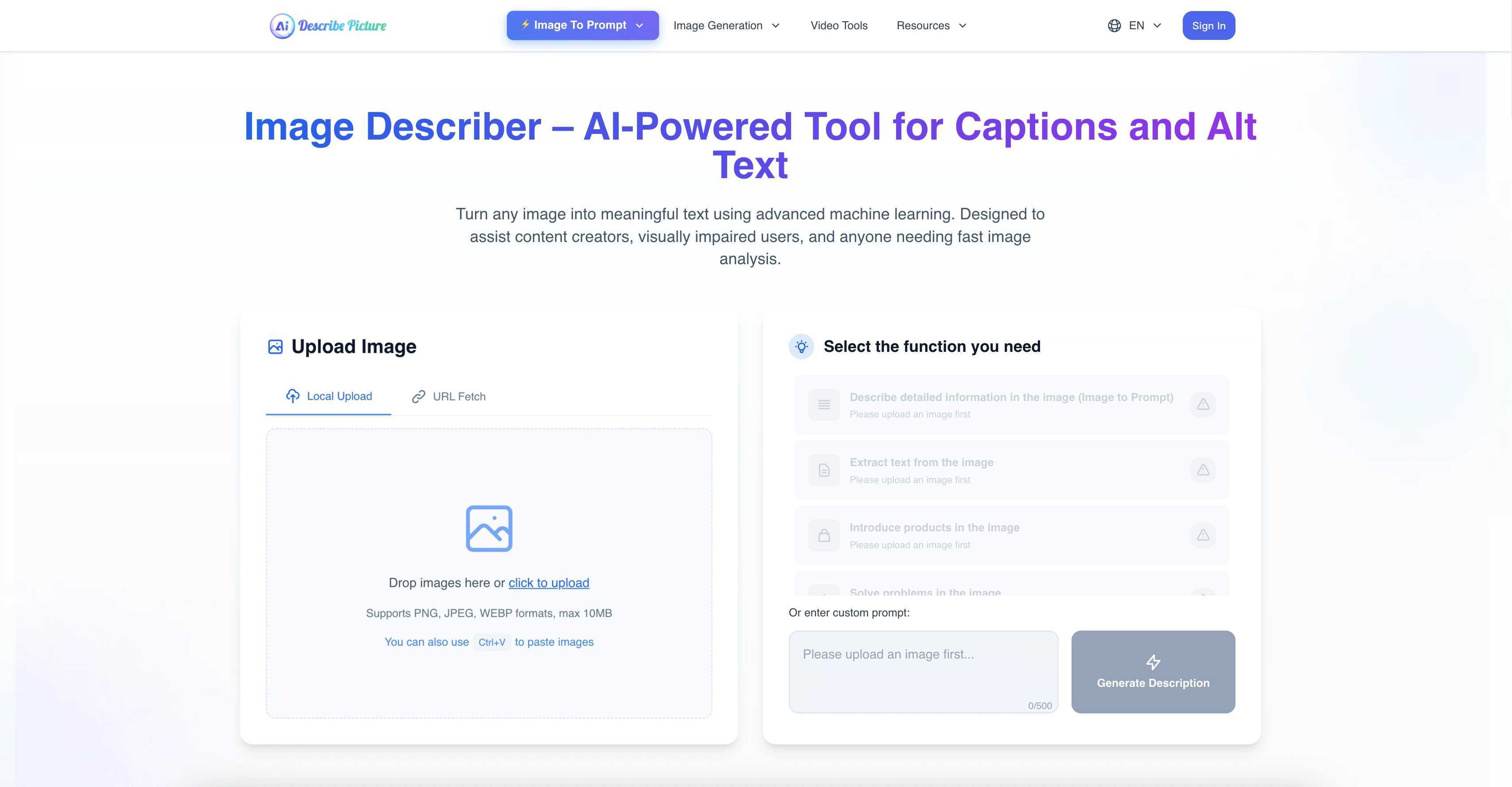 AI Describe Image - Pricing, Features, and Details in 2025