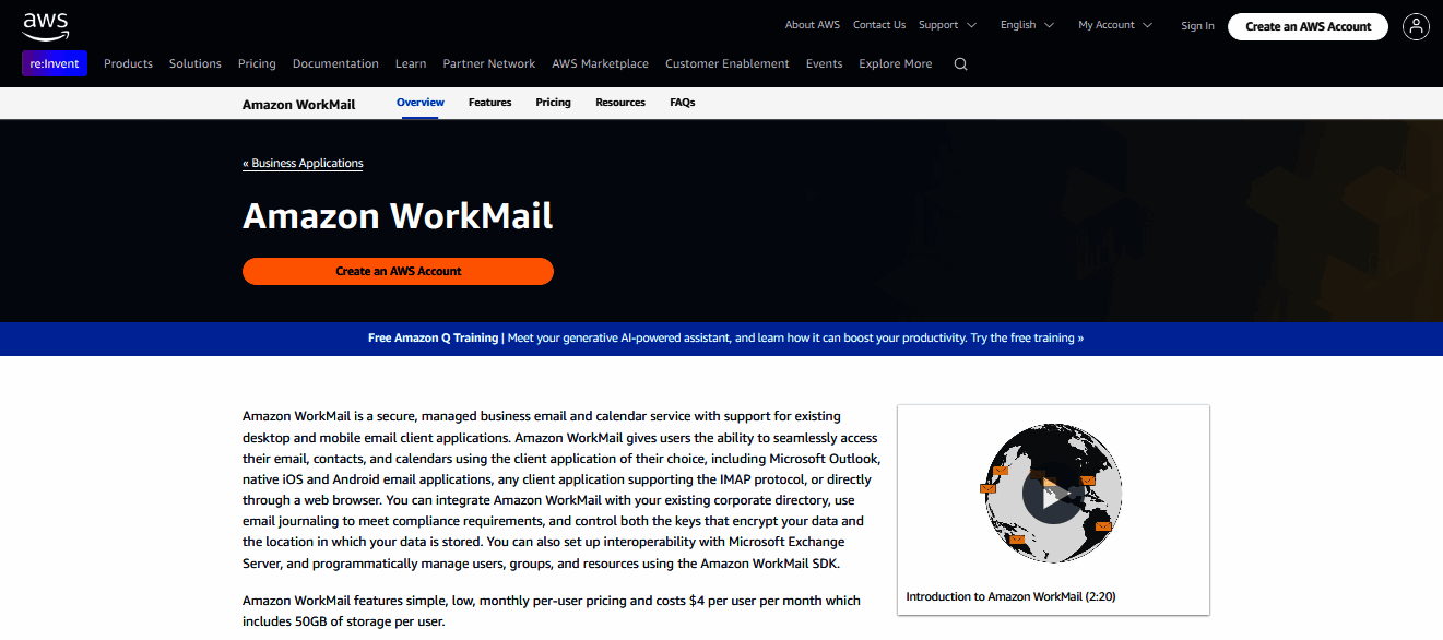 Amazon WorkMail - Pricing, Features, and Details in 2025