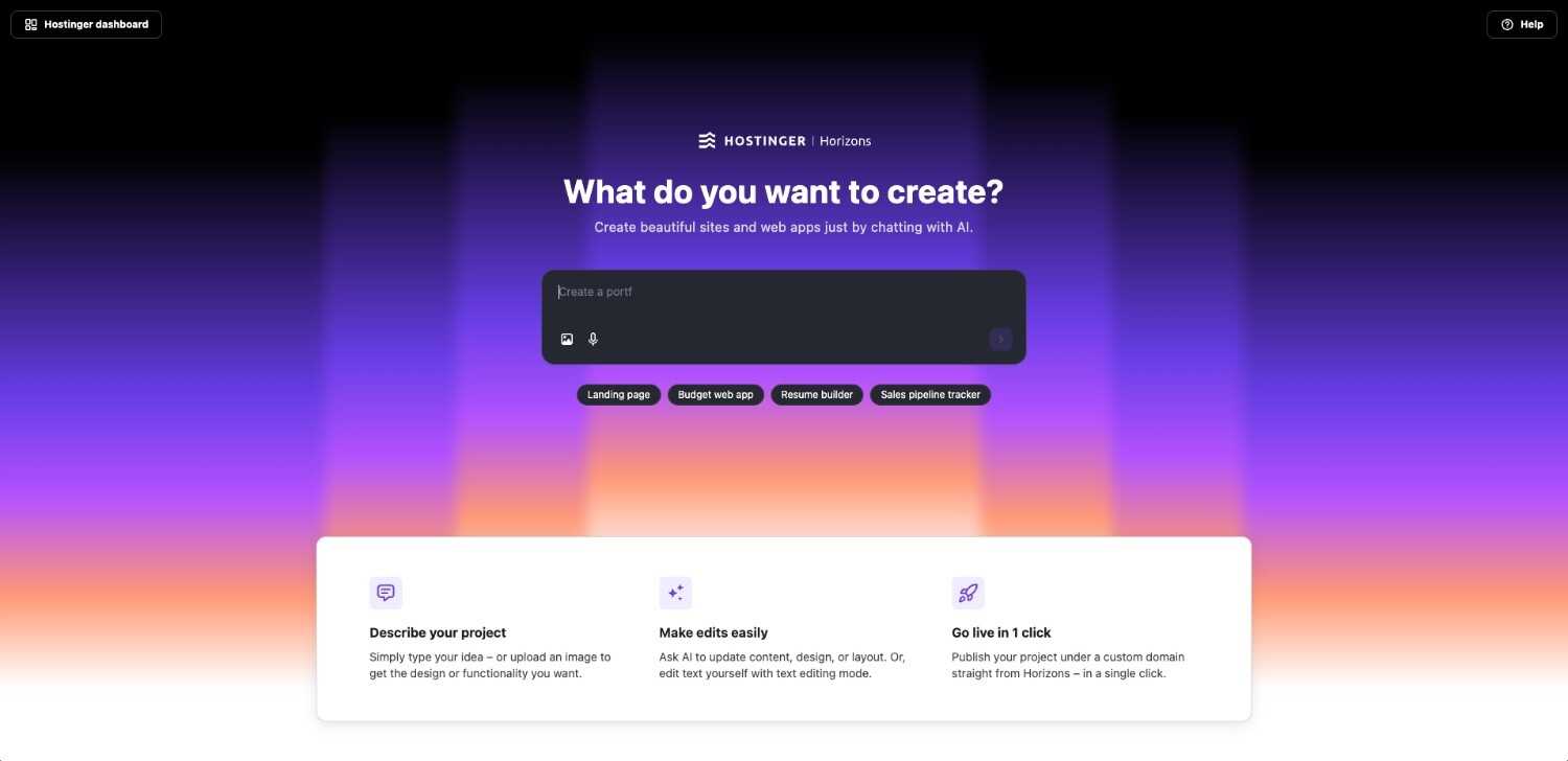 Hostinger Horizons - Pricing, Features, and Details in 2025