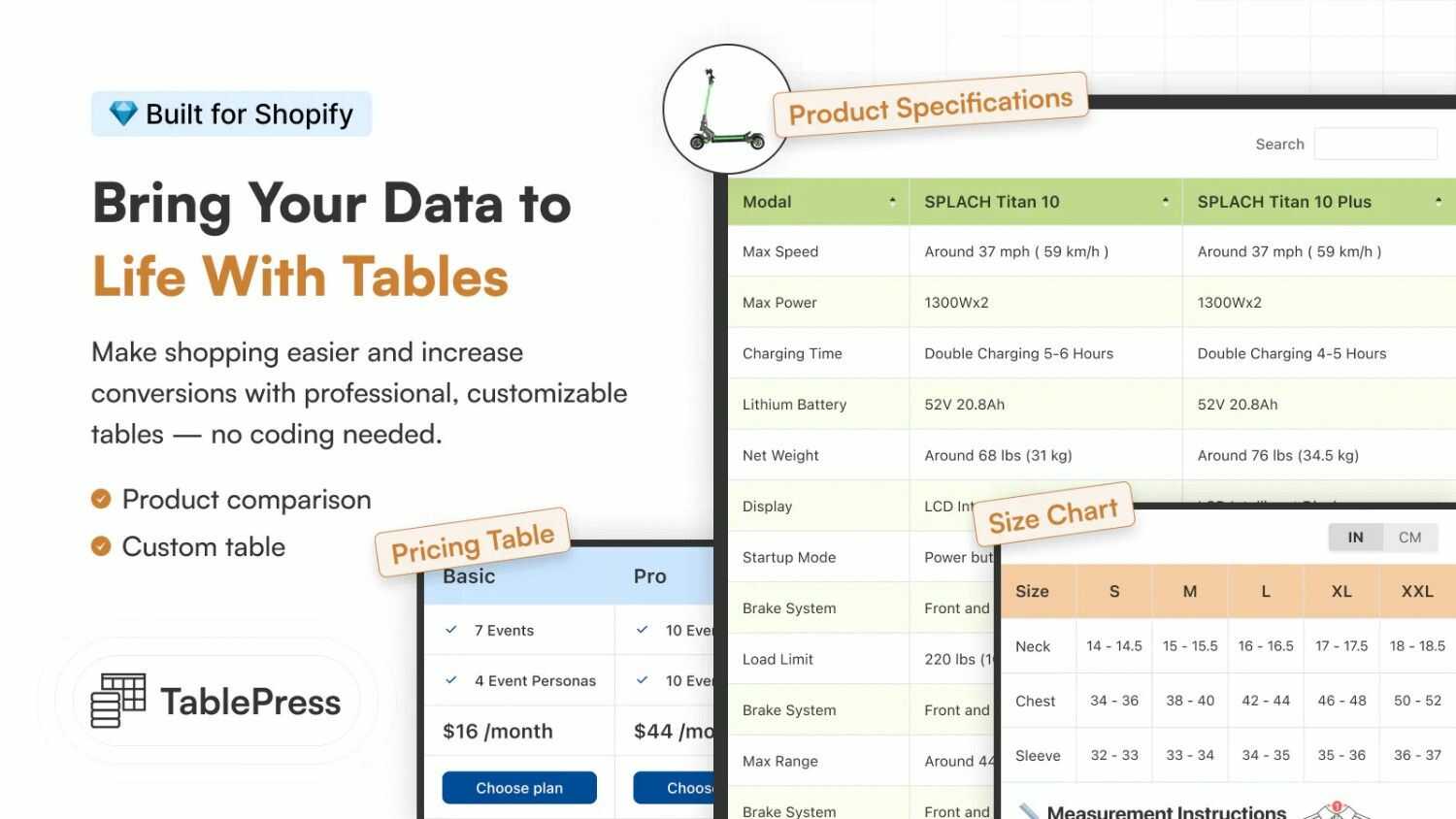 TablePress Size Chart and Guide: Details, Pricing, Features ...