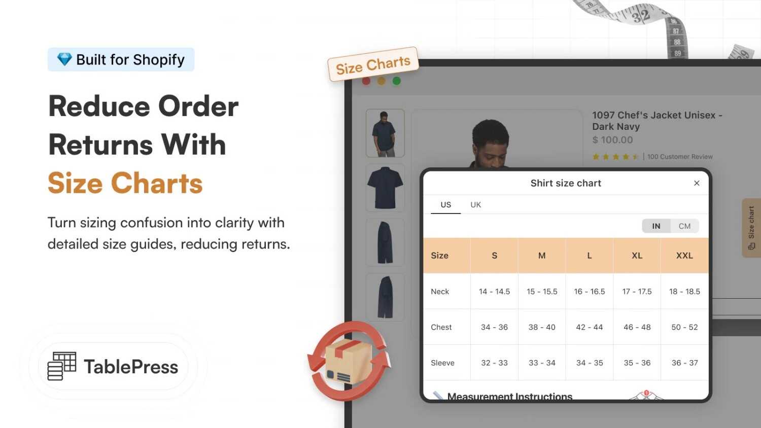 TablePress Size Chart and Guide - Pricing, Features, and Details in 2025