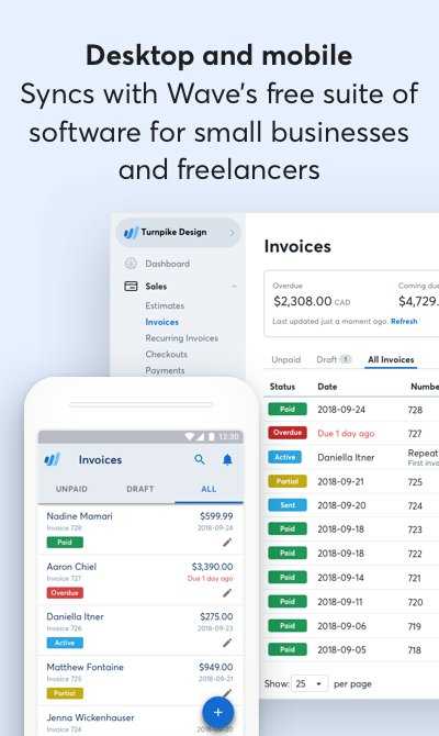 Invoicing by Wave Mobile app for iOS and Android Devices in 2025