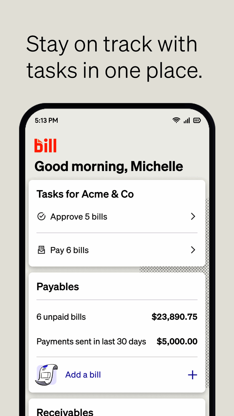 Bill.com Mobile app for iOS and Android Devices in 2025