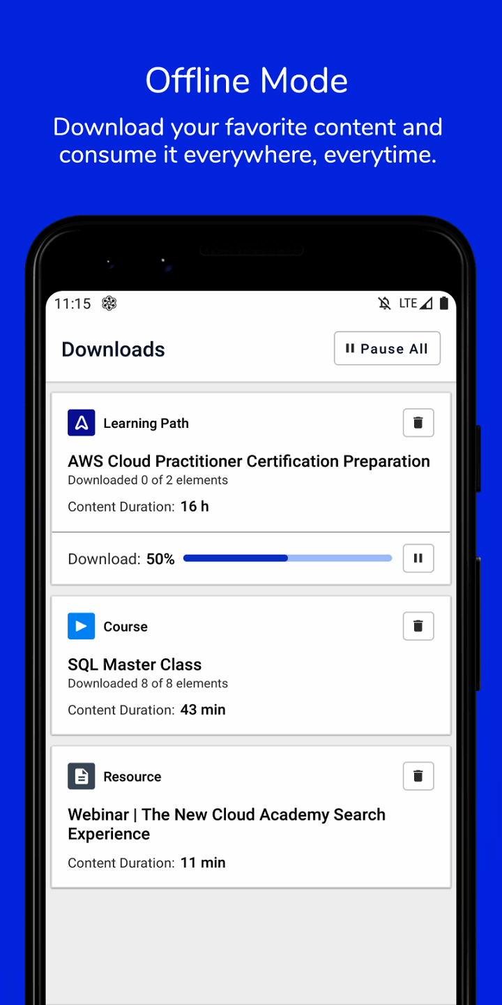 Cloud Academy Mobile app for iOS and Android Devices in 2025