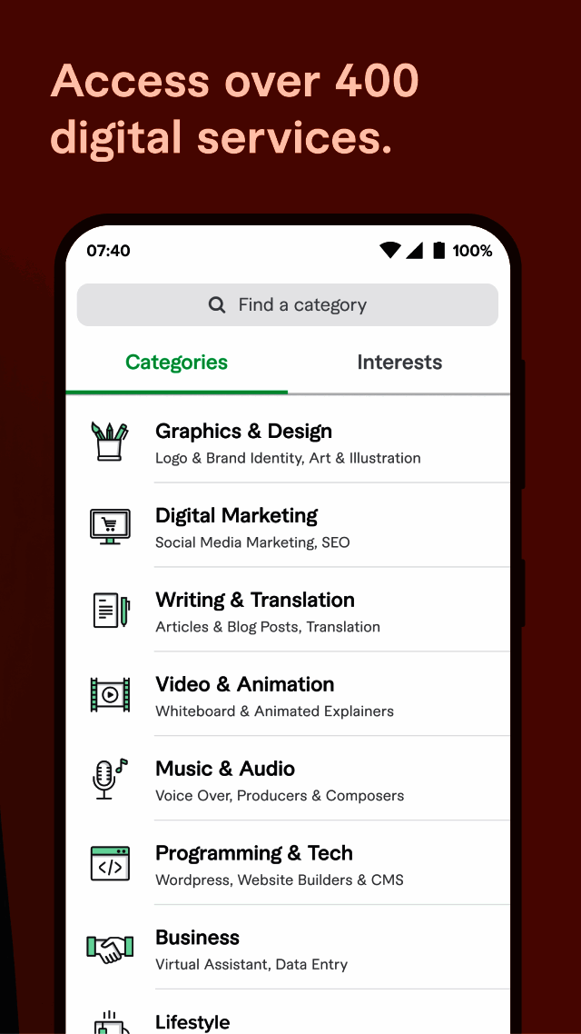 Fiverr Mobile app for iOS and Android Devices in 2025