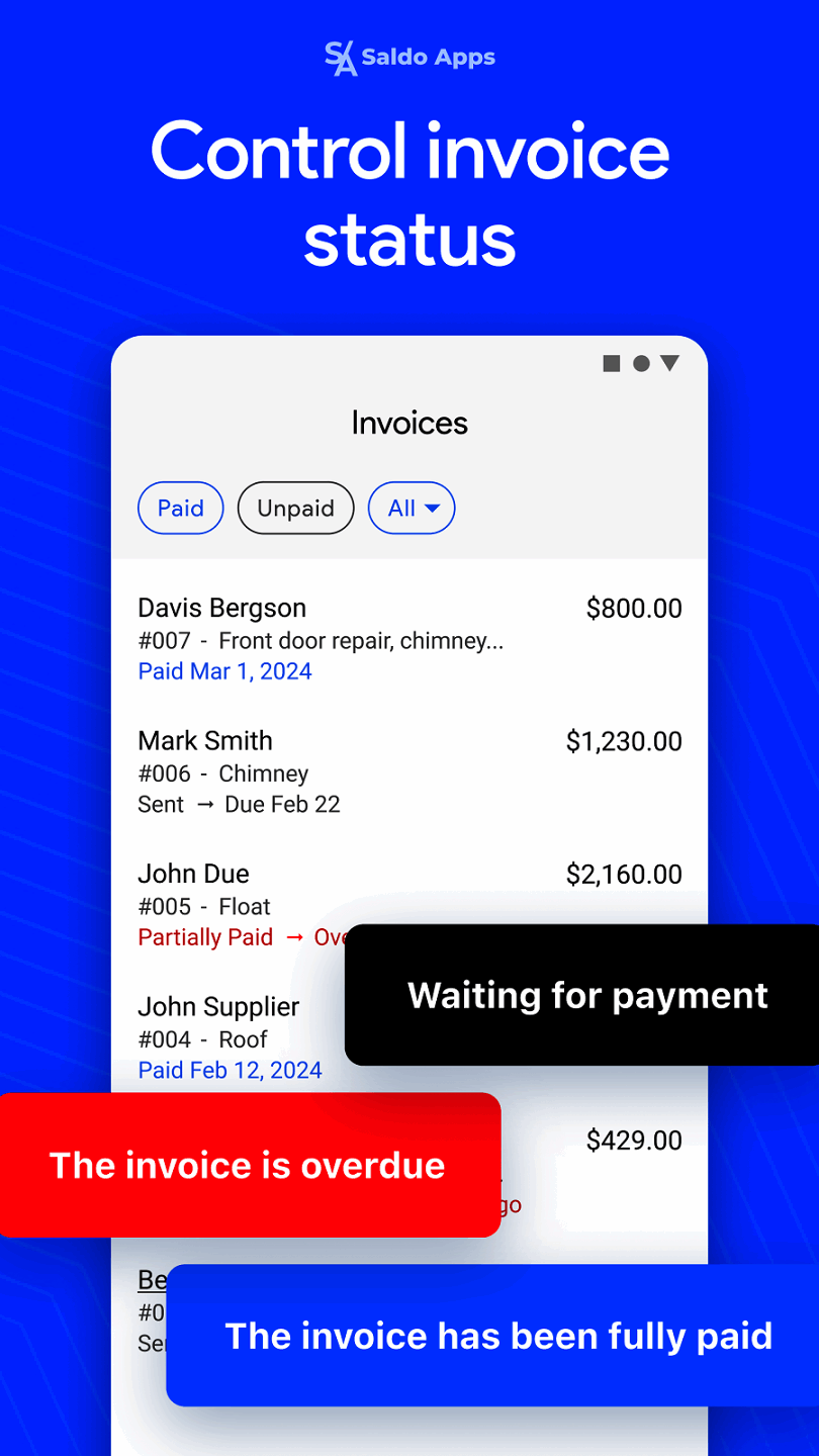 Invoice Maker by Saldo Apps Mobile app for iOS and Android Devices in 2025