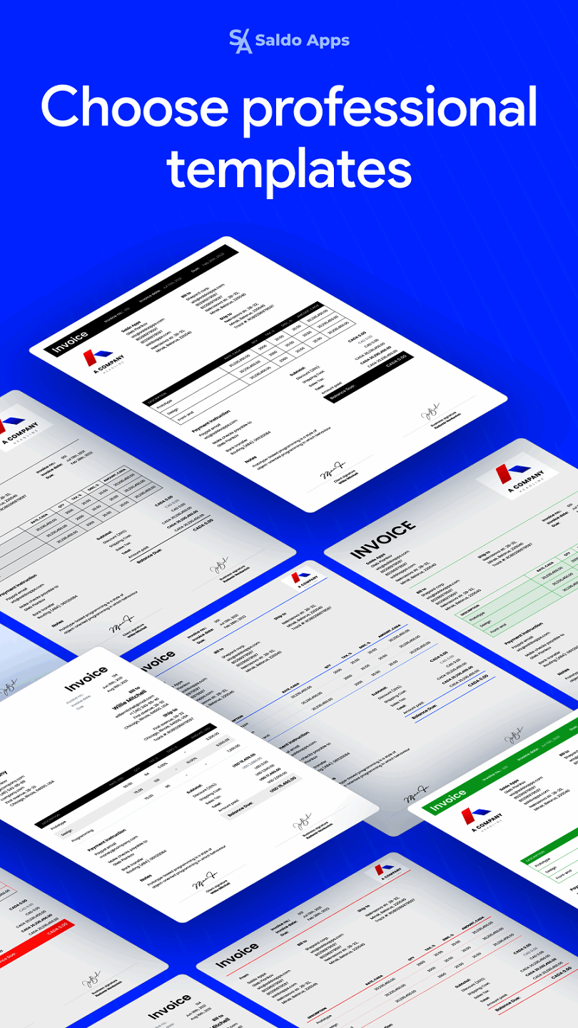 Invoice Maker by Saldo Apps Mobile app for iOS and Android Devices in 2024