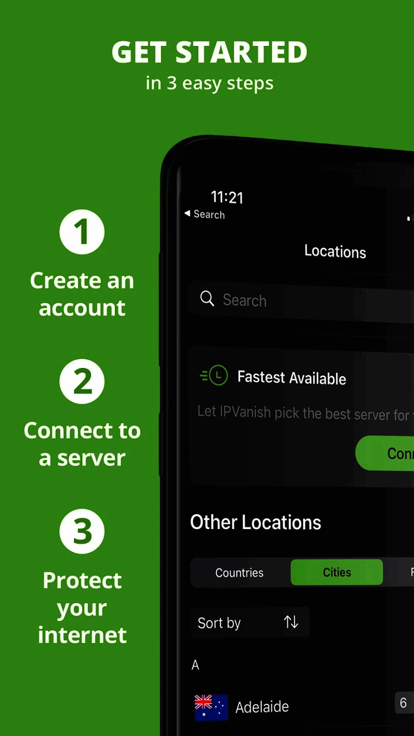 IPVanish VPN Mobile app for iOS and Android Devices in 2024