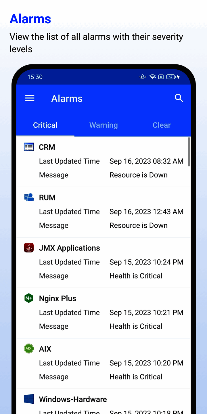 ManageEngine Applications Manager Mobile app for iOS and Android ...