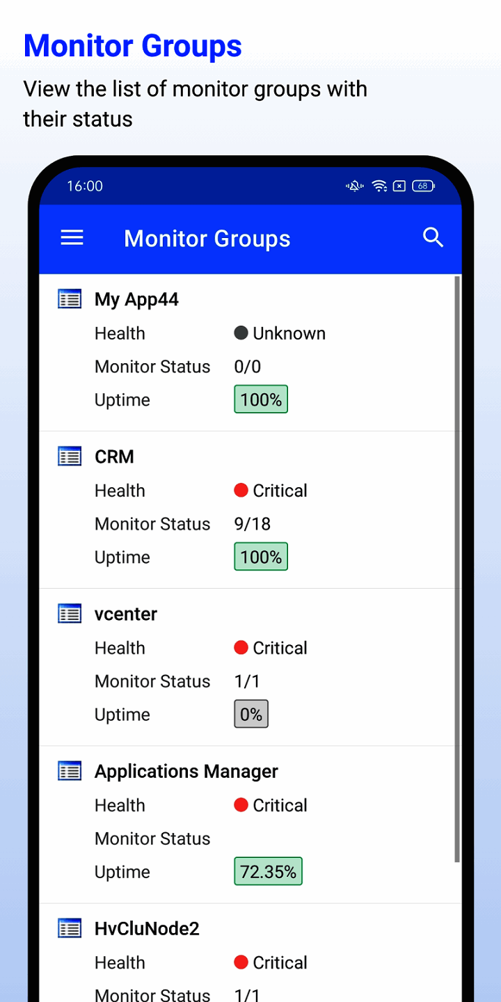 ManageEngine Applications Manager Mobile app for iOS and Android ...